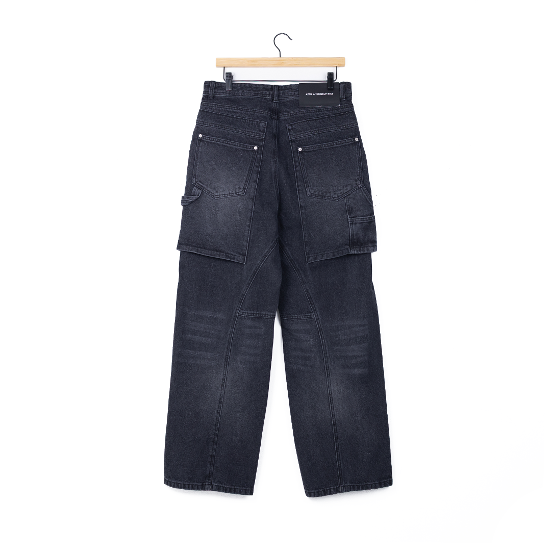 Andersson Bell Raptor Layered Wide Leg Denim - 'Washed Black' - Kicks ...